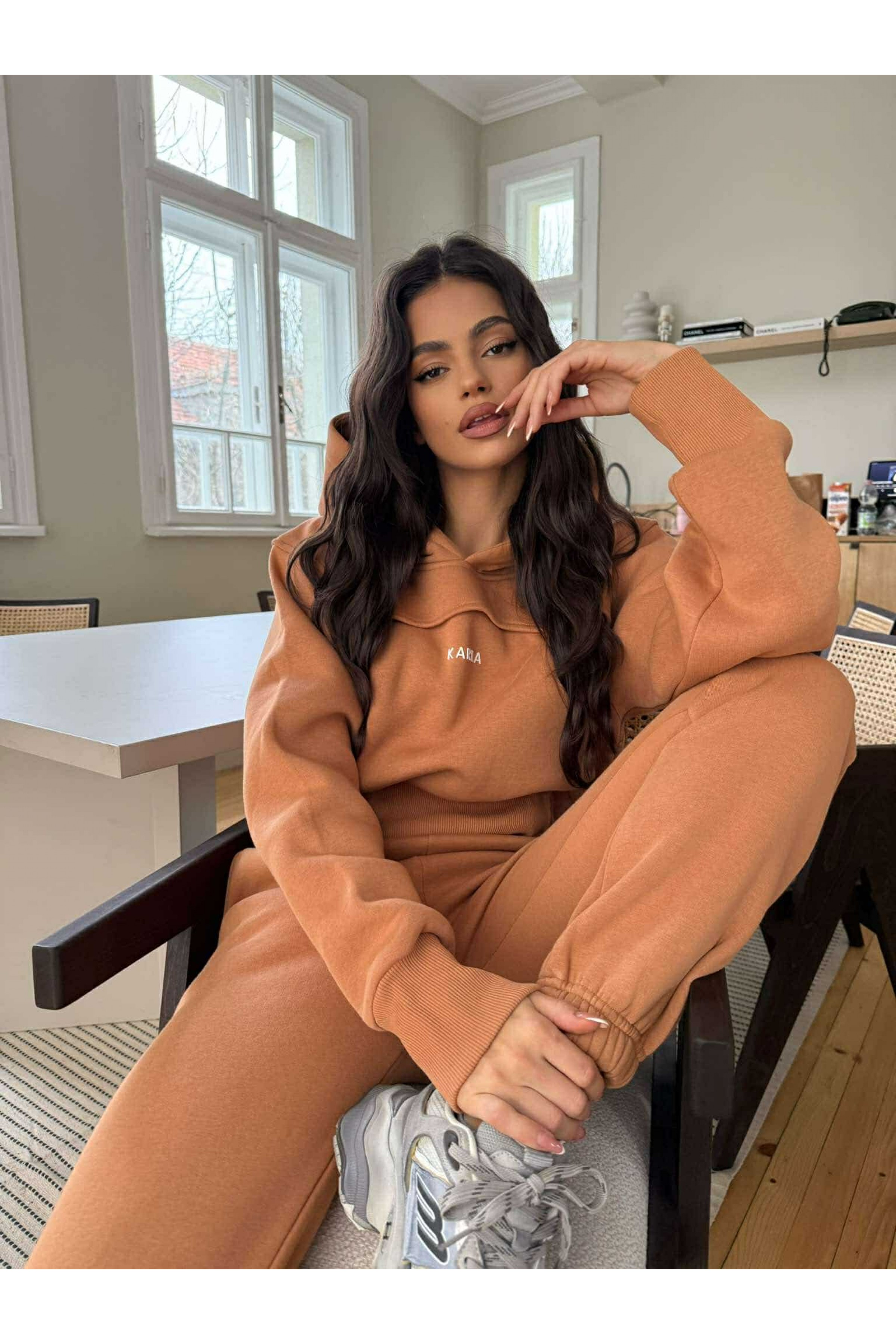 Сет Karma Peach Caramel – Памучен комплект с качулка и щампа | KARMA ...