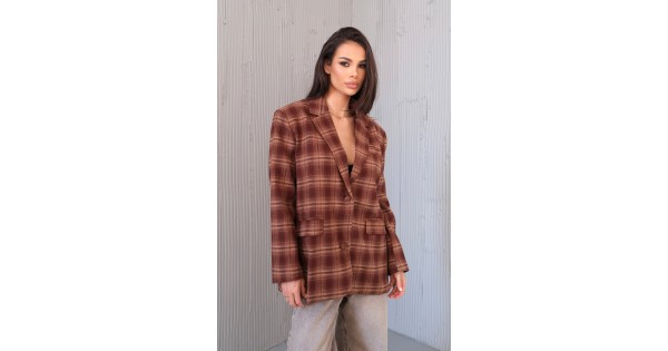 Кафяв блейзър Ready to Wear – Кариран дамски блейзър с хастар | KARMA ...